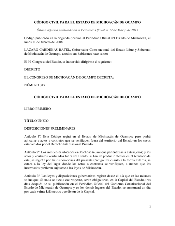(PDF) CÓDIGO CIVIL PARA EL ESTADO DE MICHOACÁN DE OCAMPO | karina ...