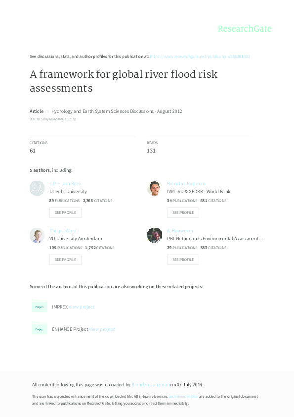 (PDF) A framework for global river flood risk assessments