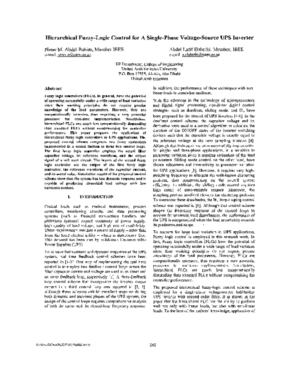 (PDF) Hierarchical fuzzy-logic control for a single-phase voltage-source UPS inverter