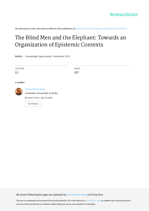(PDF) The Blind Men and the Elephant