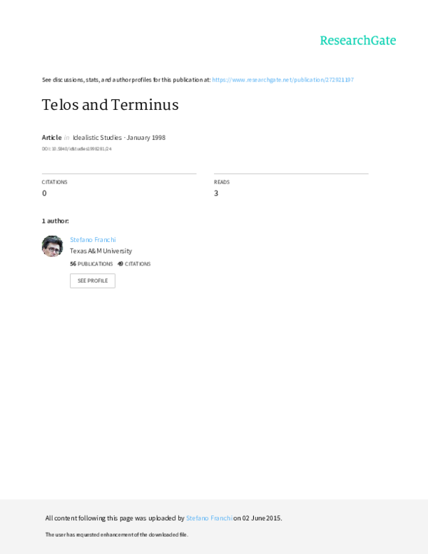 (PDF) Telos and Terminus