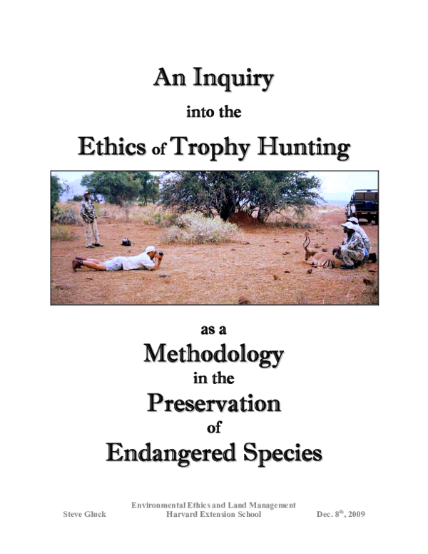 (PDF) An Inquiry into the Ethics of Trophy Hunting as a Methodology in ...