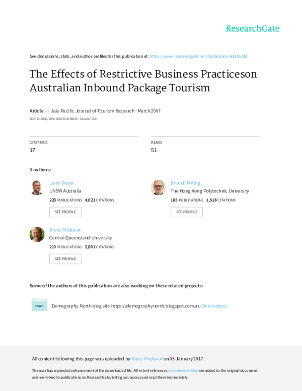 (PDF) The Effects of Restrictive Business Practiceson Australian ...