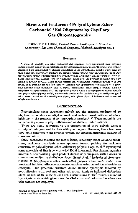 (PDF) Structural features of poly(alkylene ether carbonate) diol ...
