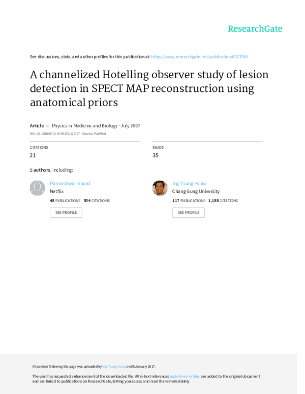 (PDF) A channelized Hotelling observer study of lesion detection in SPECT MAP reconstruction ...
