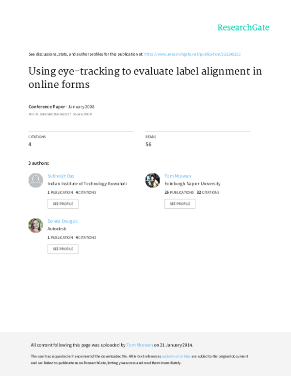 (PDF) Using eye-tracking to evaluate label alignment in online forms