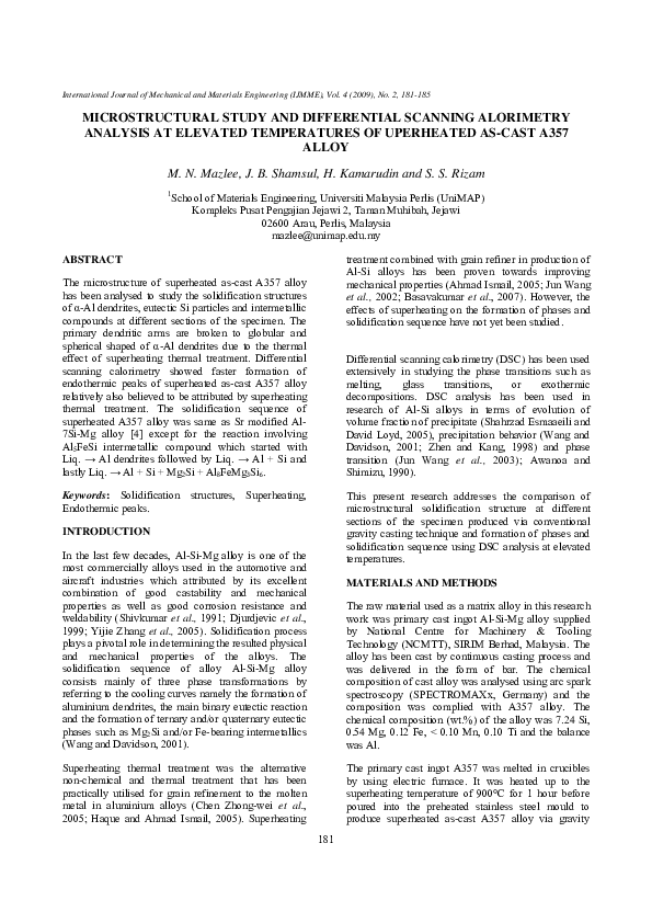 (PDF) Microstructural study and differential scanning alorimetry analysis at elevated ...