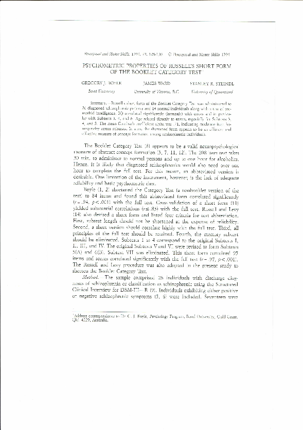(PDF) Psychometric properties of Russell's short form of the Booklet ...