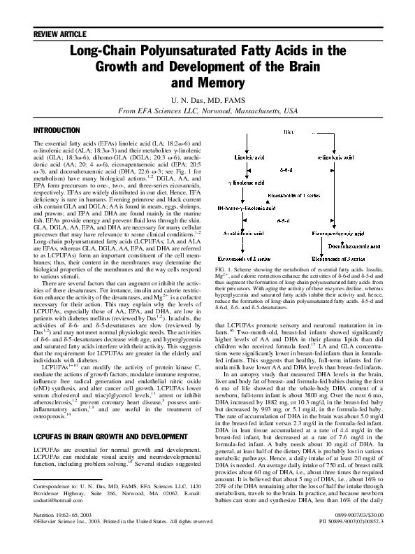 (PDF) Long-chain polyunsaturated fatty acids in the growth and ...