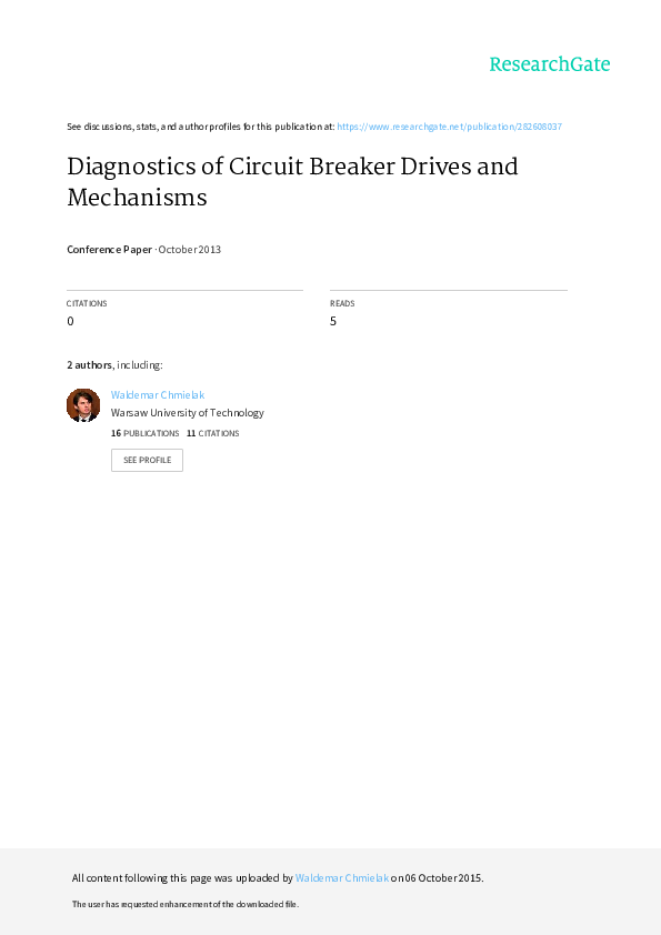 (PDF) Diagnostics of Circuit Breaker Drives and Mechanisms