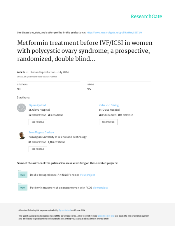 (PDF) Metformin treatment before IVF/ICSI in women with polycystic ...