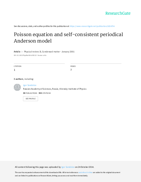 (PDF) Poisson equation and a self-consistent periodical Anderson model