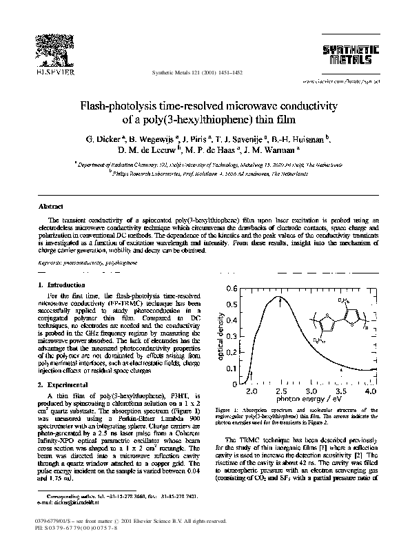 (PDF) Flash-photolysis time-resolved microwave conductivity of a poly(3 ...