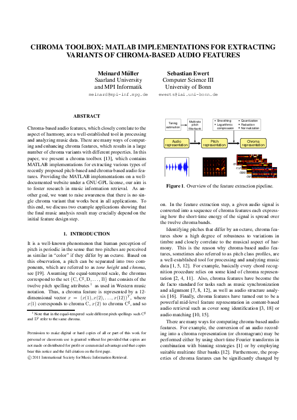 Pdf Chroma Toolbox Matlab Implementations For Extracting Variants Of