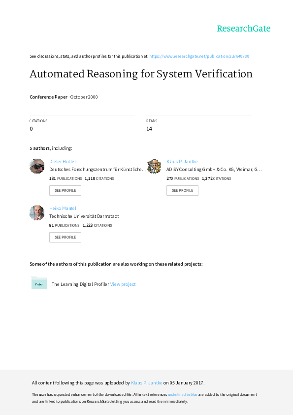 (PDF) Automated Reasoning for System Verification