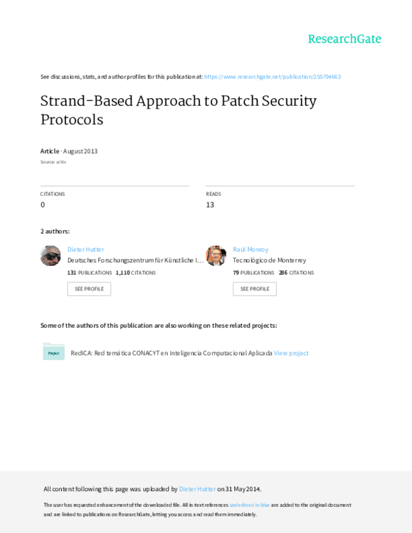 (PDF) Strand-Based Approach to Patch Security Protocols
