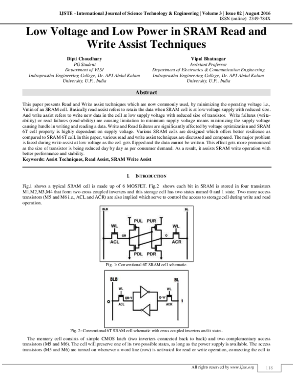 (PDF) Low Voltage and Low Power in SRAM Read and Write Assist Techniques