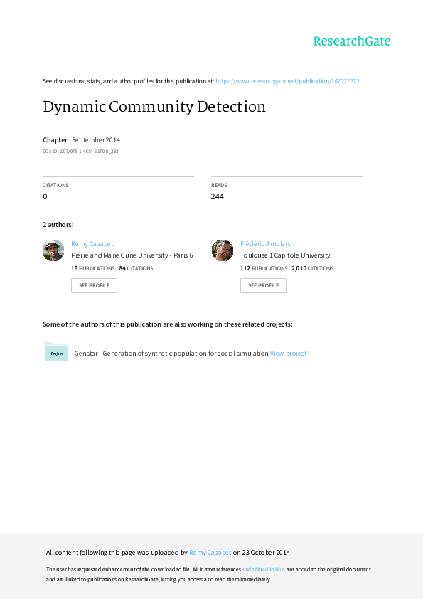 Pdf Dynamic Community Detection