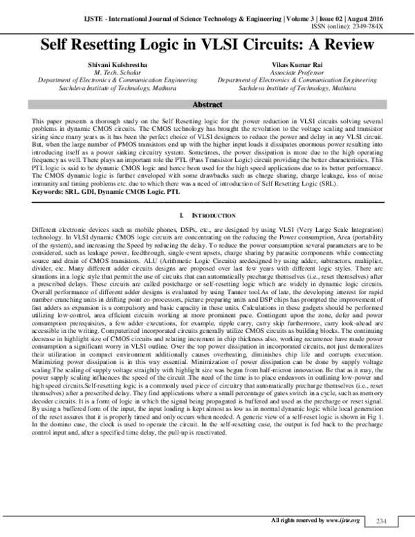 (PDF) Self Resetting Logic in VLSI Circuits: A Review