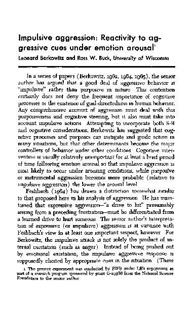 (PDF) Impulsive aggression: Reactivity to aggressive cues under emotion ...