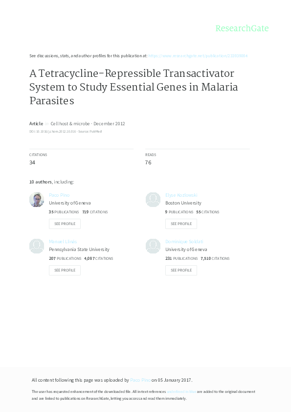 (PDF) A Tetracycline-Repressible Transactivator System to Study ...