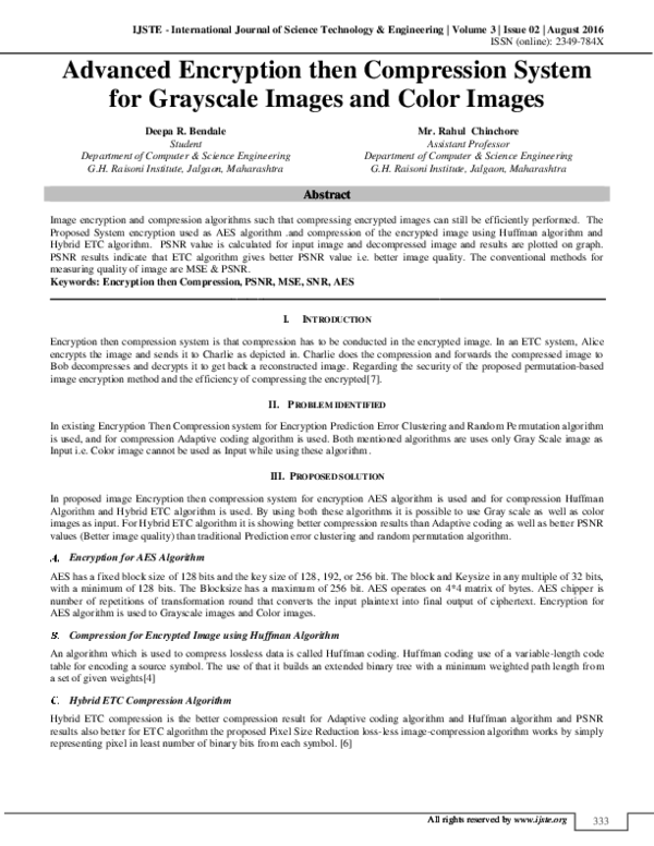 (PDF) Advanced Encryption then Compression System for Grayscale Images and Color Images