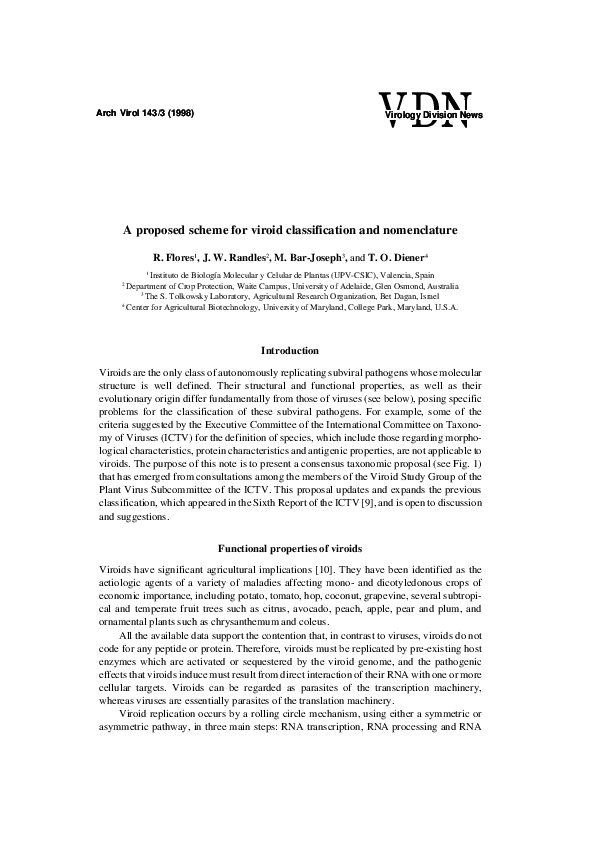 (PDF) A proposed scheme for viroid classification and nomenclature