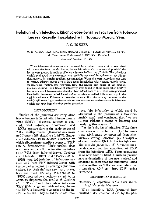 (PDF) Isolation of an infectious, ribonuclease-sensitive fraction from ...