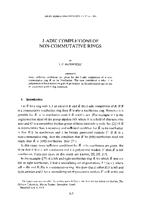 (PDF) I-adic completions of non-commutative rings