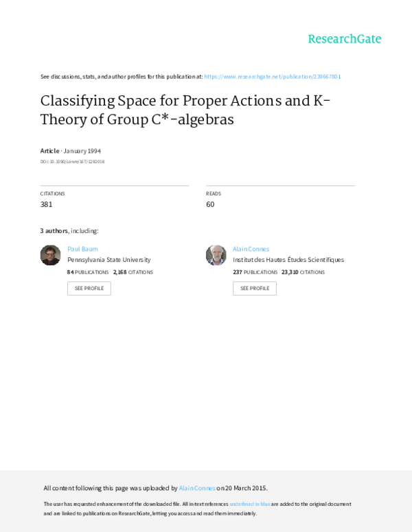 (PDF) Classifying space for proper actions and K-theory of group C*-algebras