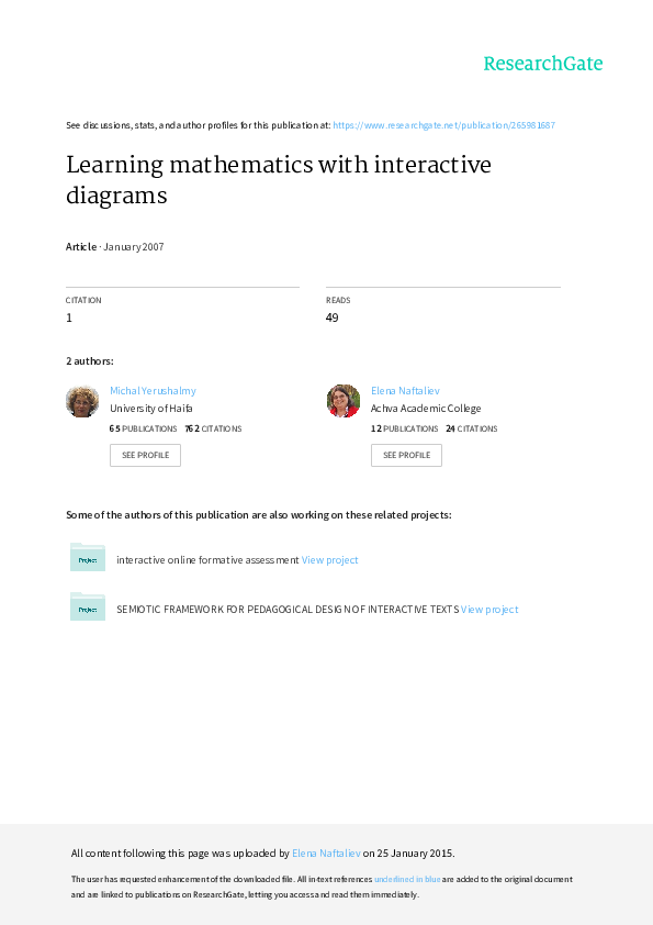 (PDF) Learning Mathematics with Interactive Diagrams