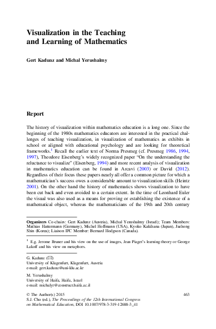 (PDF) Visualization in the Teaching and Learning of Mathematics