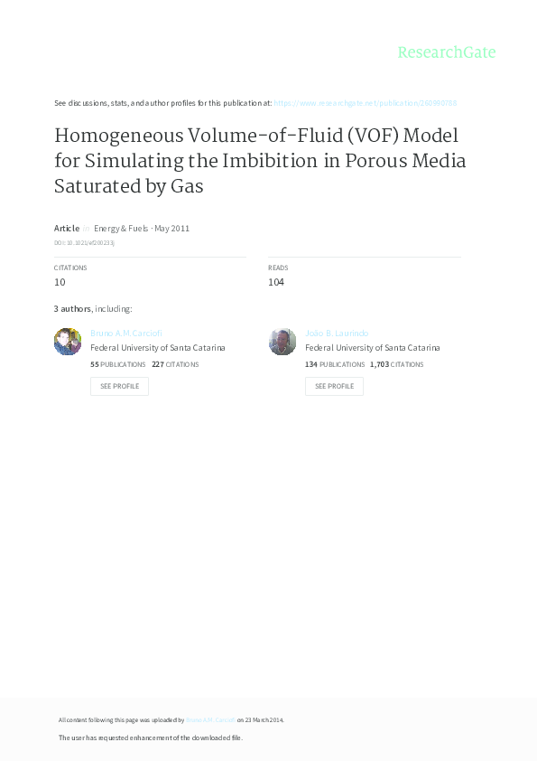 (PDF) Homogeneous Volume-of-Fluid (VOF) Model for Simulating the ...