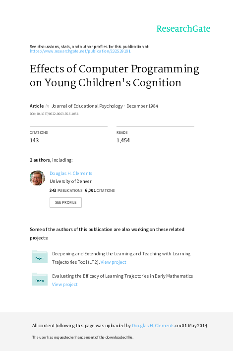 (PDF) The effects of computer programming on young children's learning