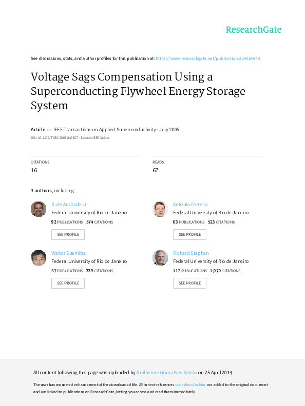(PDF) Voltage Sags Compensation Using a Superconducting Flywheel Energy ...