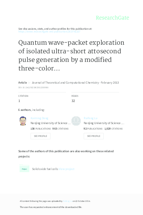 (PDF) Quantum Wave-Packet Exploration of Isolated Ultra-Short Attosecond Pulse Generation by a ...