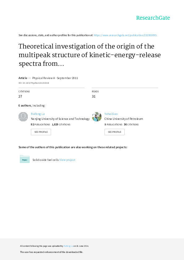 (PDF) Time-resolved kinetic energy releases in propane | Rajendra ...