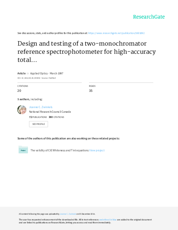 (PDF) Design and testing of a two-monochromator reference ...