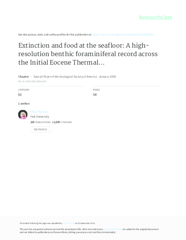 (PDF) Extinction and food at the sea floor: a high-resolution benthic ...