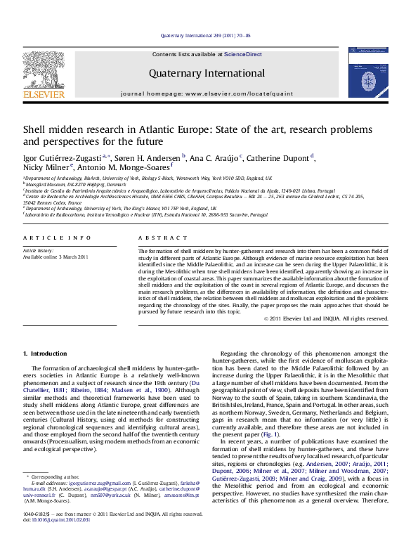 (PDF) Shell midden research in Atlantic Europe: state of the art ...