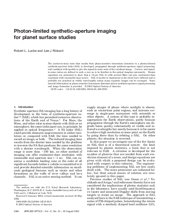(PDF) Photon-limited synthetic-aperture imaging for planet surface studies