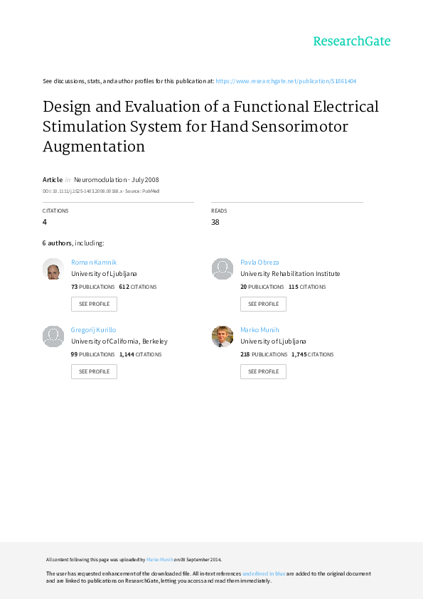 (PDF) Design and Evaluation of a Functional Electrical Stimulation ...