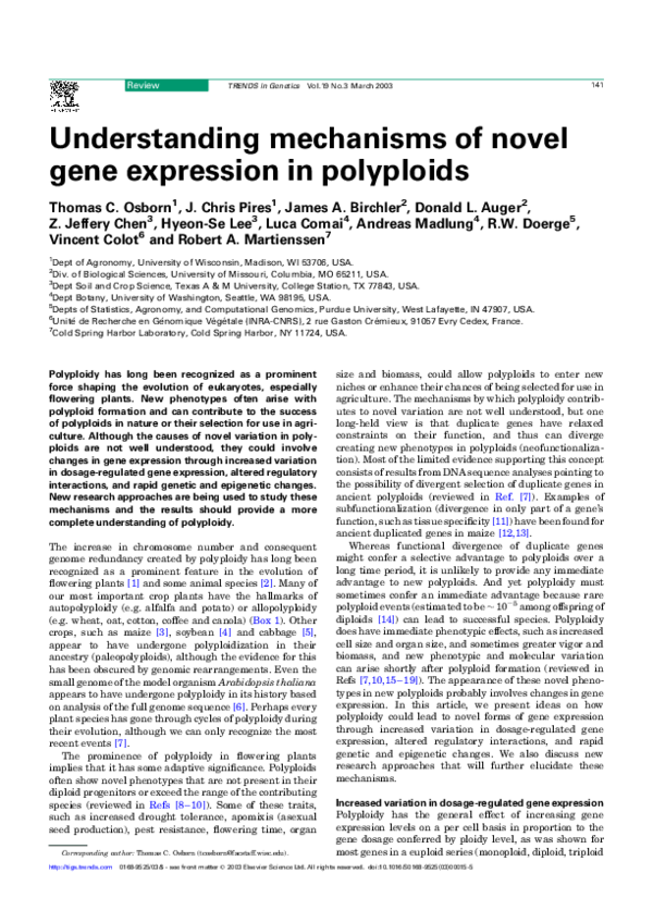 (PDF) Understanding mechanisms of novel gene expression in polyploids