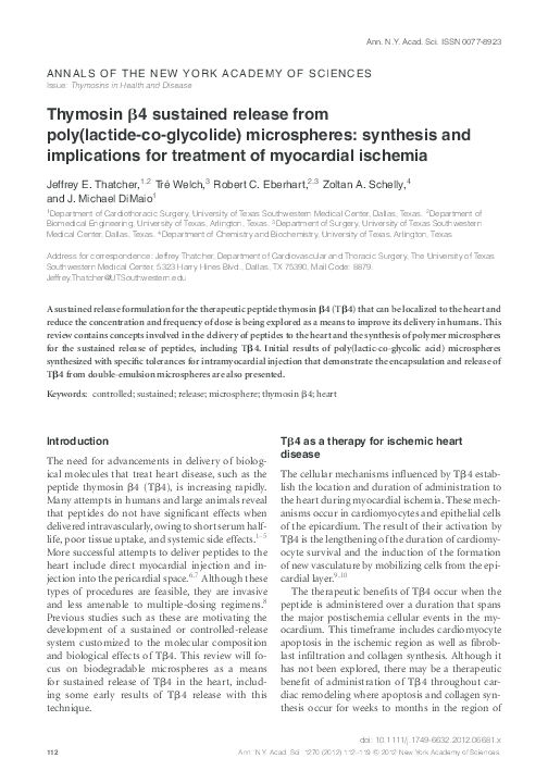 (PDF) Thymosin β4 sustained release from poly(lactide-co-glycolide ...