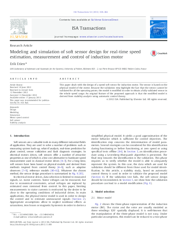 (PDF) Modeling and simulation of soft sensor design for real-time speed ...