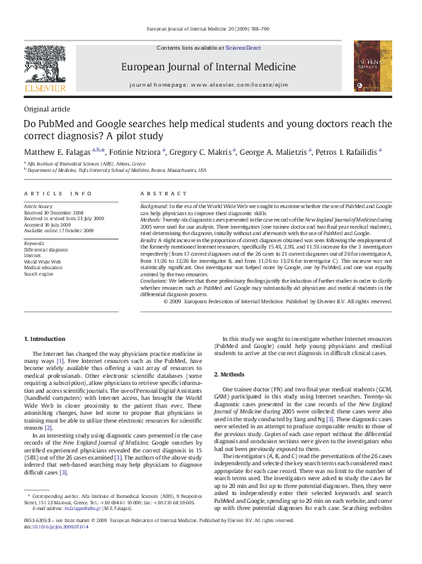 (PDF) Do PubMed and Google searches help medical students and young ...
