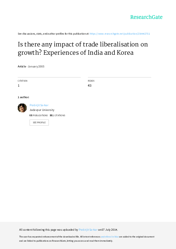 (PDF) Is there any impact of trade liberalisation on growth ...
