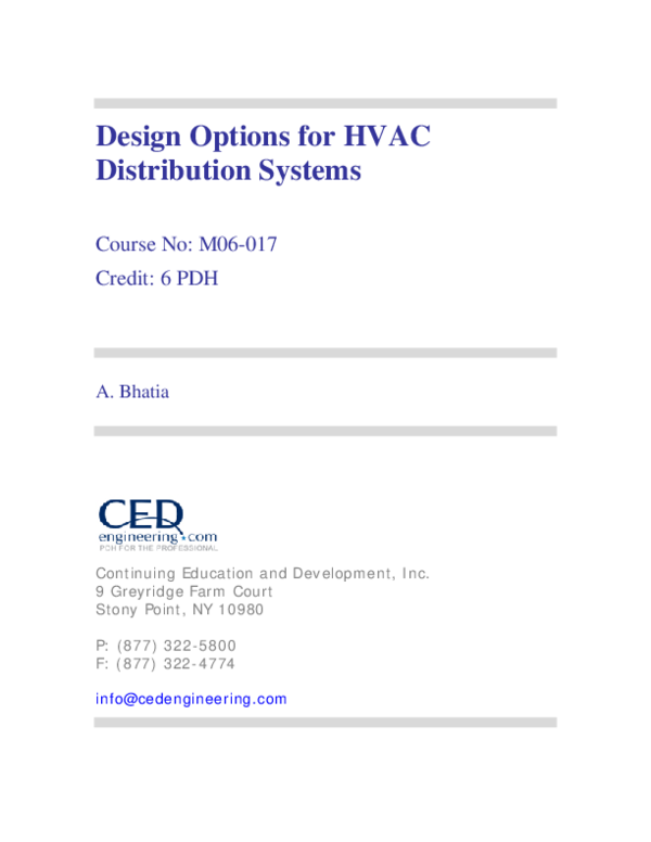 (PDF) Design Options for HVAC Distribution Systems Course No: M06-017 ...
