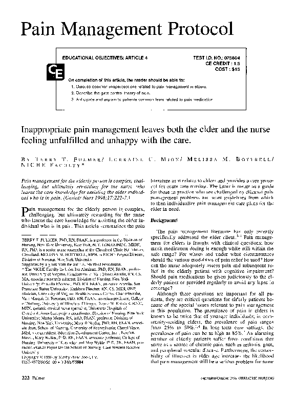 (PDF) Pain management protocol