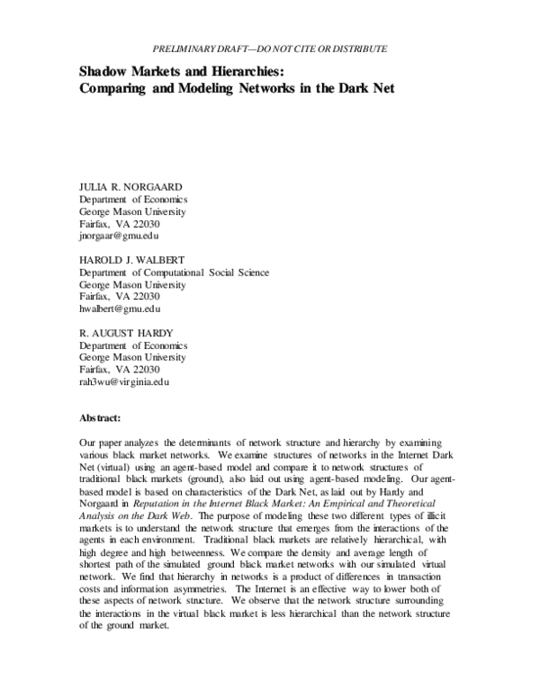 (PDF) Shadow Markets and Hierarchies: Comparing and Modeling Networks ...